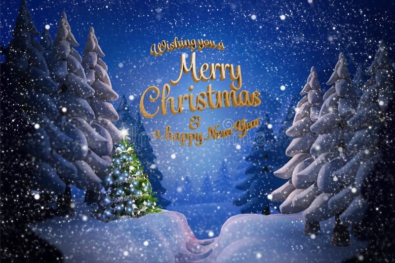 Christmas Message on Snowy Wooden Background Design Stock Illustration ...