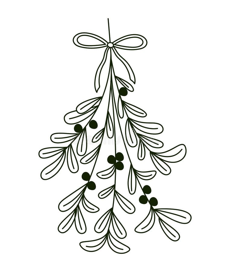 Christmas mistletoe icon stock vector. Illustration of line - 260614796