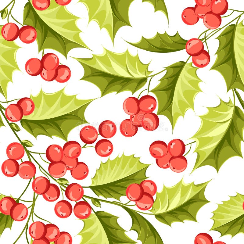Christmas Mistletoe Seamless Pattern. Stock Vector - Illustration of ...