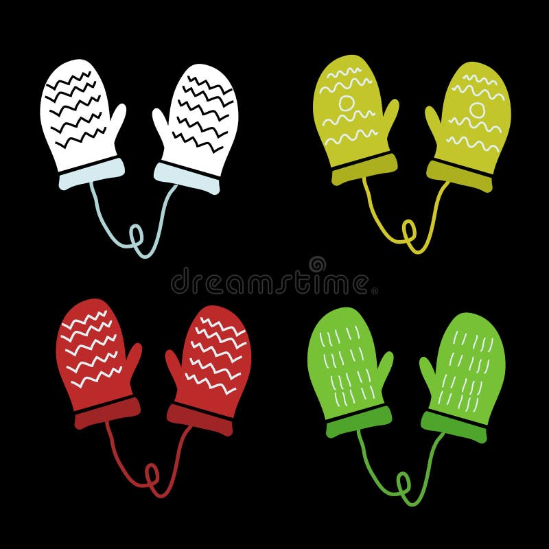Christmas Mittens Colors with Various Patterns Stock Vector ...