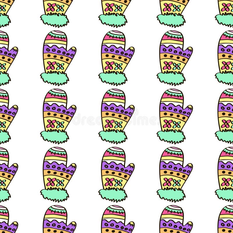 Christmas Mittens Seamless Pattern on a Background Stock Vector ...