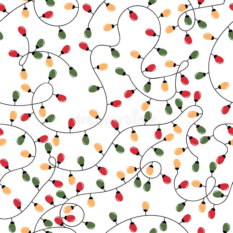 Christmas Modern Seamless Pattern with Illustration of Twinkle Lights ...