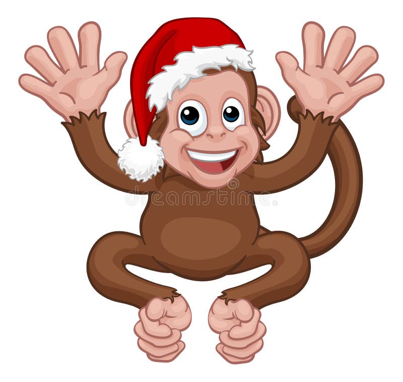 Santa Hat Christmas Monkey Cartoon Character Stock Illustration ... Santa Hat Christmas Monkey Cartoon Character Stock Illustration ...