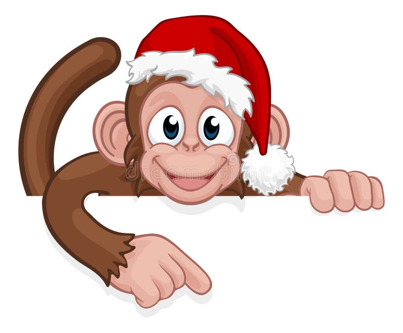 Christmas Monkey Cartoon Character in Santa Hat Stock Vector ... Christmas Monkey Cartoon Character in Santa Hat Stock Vector ...