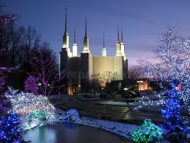 Christmas at the Mormon Temple Stock Image - Image of religion, winter ...