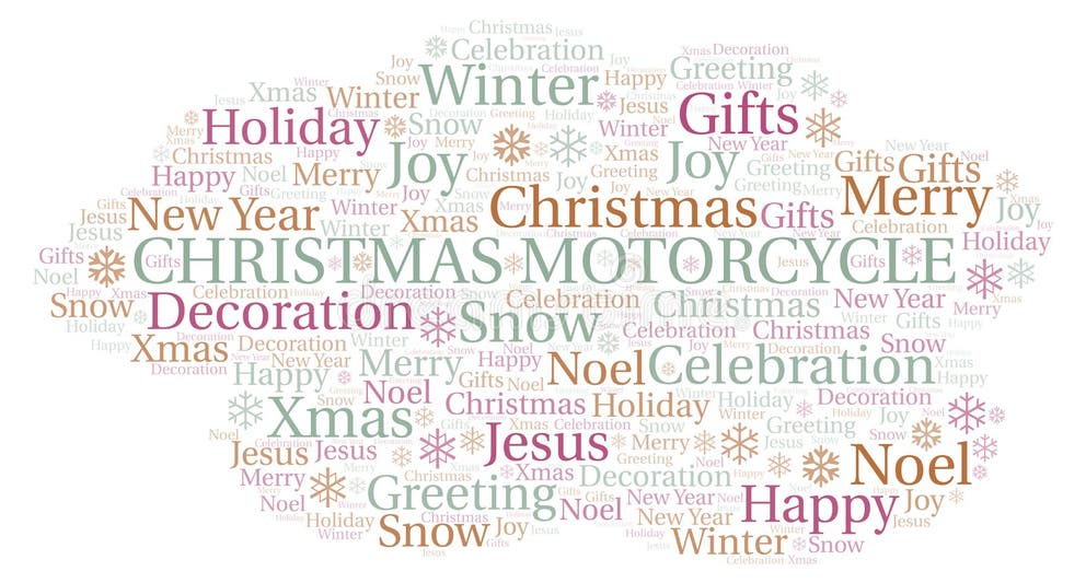Christmas Motorcycle Word Cloud Stock Illustration - Illustration of ...