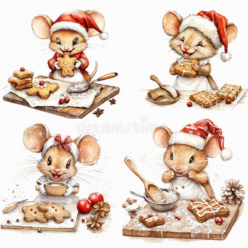 Christmas Mouse Confectioner Bakes Gingerbread for the Holiday Stock ...