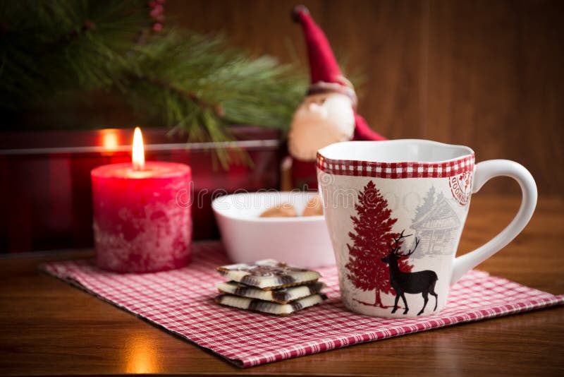 Christmas Mug with Cookies and Decorations. Stock Photo - Image of ...