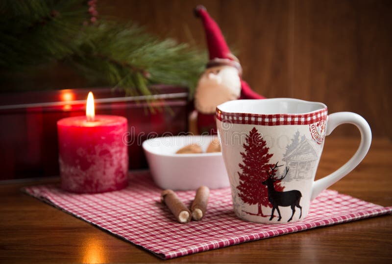 Christmas Mug with Cookies and Decorations. Stock Photo - Image of food ...