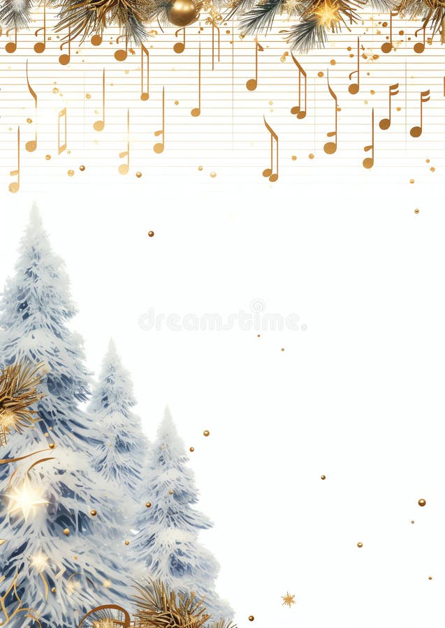 Christmas Music Watercolor Winter Border Stock Illustration ...