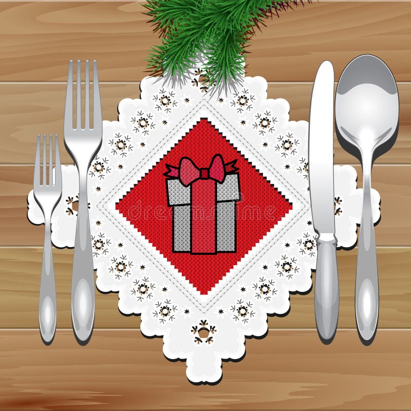 Christmas Napkin Table stock vector. Illustration of vector - 45350064