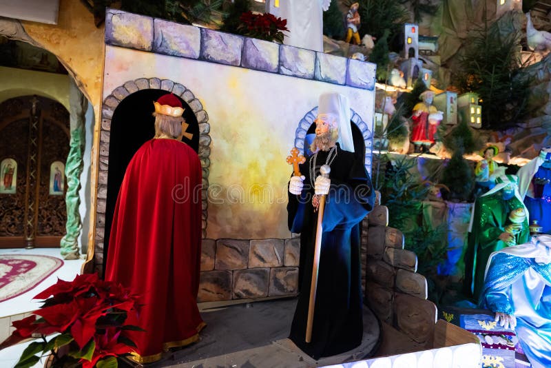 Christmas Nativity Crib Scene in Church Editorial Photo - Image of ...