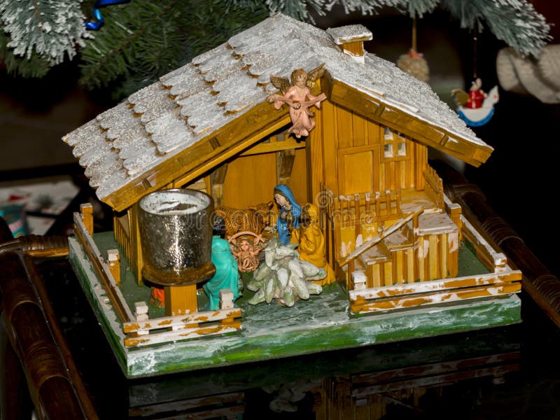 Christmas Nativity Scene Model with the Manger Stock Photo - Image of ...