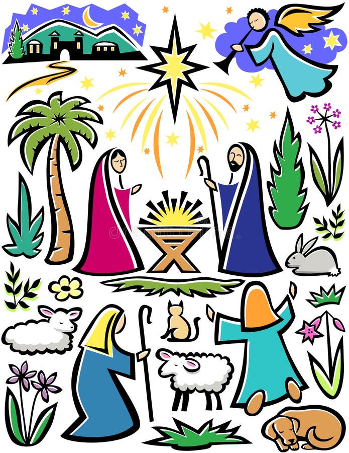 Nativity Christmas Silhouette/eps Stock Vector - Illustration of scene ...