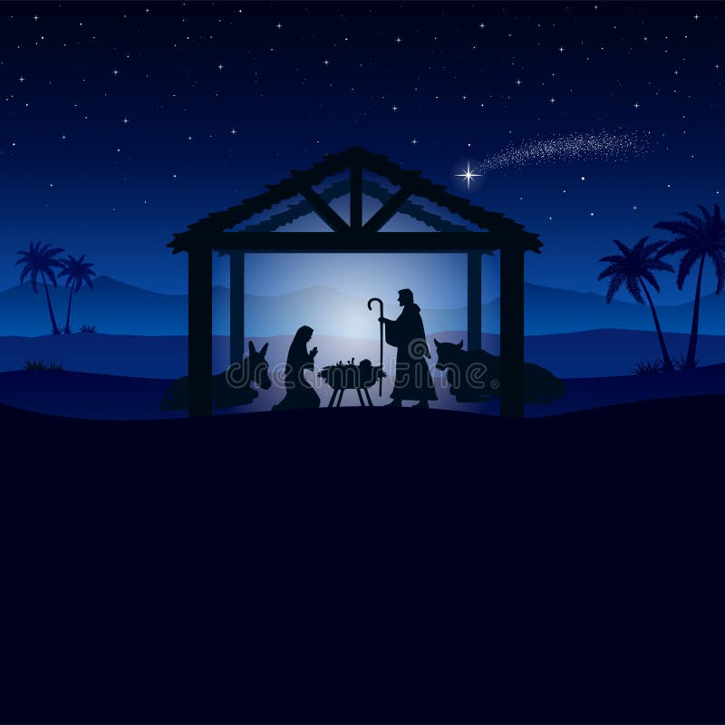 Christmas Nativity Scene Greeting Card Background. Vector EPS10. Stock ...