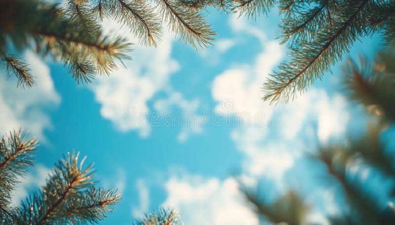 Christmas Nature Tree Branches with Reflective Mirror Displaying Blue ...