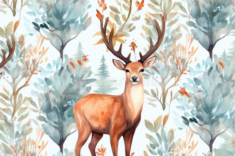 Design Background Pattern Nature Deer Seamless Forest Animal Art ...