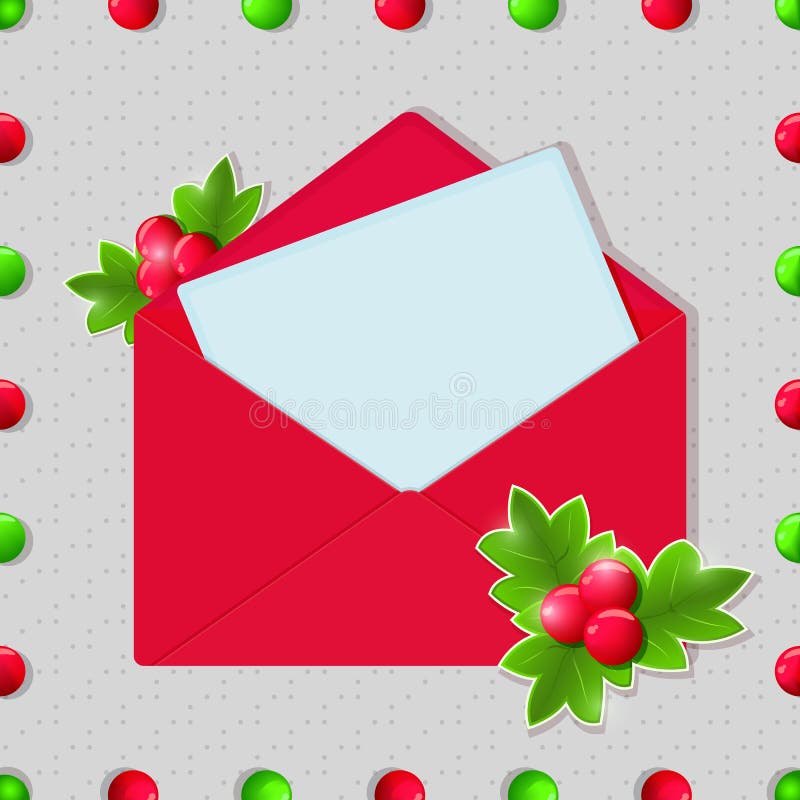 Christmas and New Year Blank Card with Red Envelope Stock Vector ...