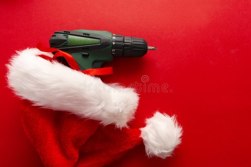 Christmas and New Year Composition with Construction Tools, Screwdriver ...