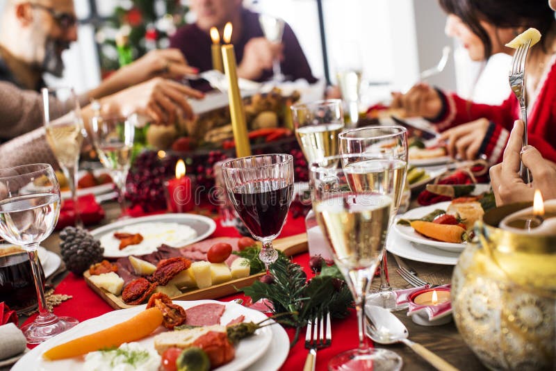 Christmas New Year Dinner Group Concept Stock Photo - Image of meal ...