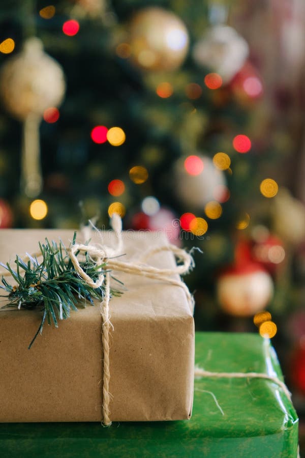 Handmade Christmas or New Year Decorated Gift Box Stock Image - Image ...