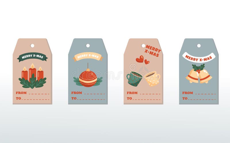 Christmas and New Year Holiday Tag Templates. Set of Elements for ...