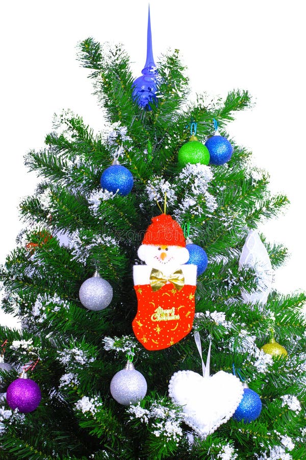 Christmas and New Year Tree. Isolated Stock Image - Image of golden ...