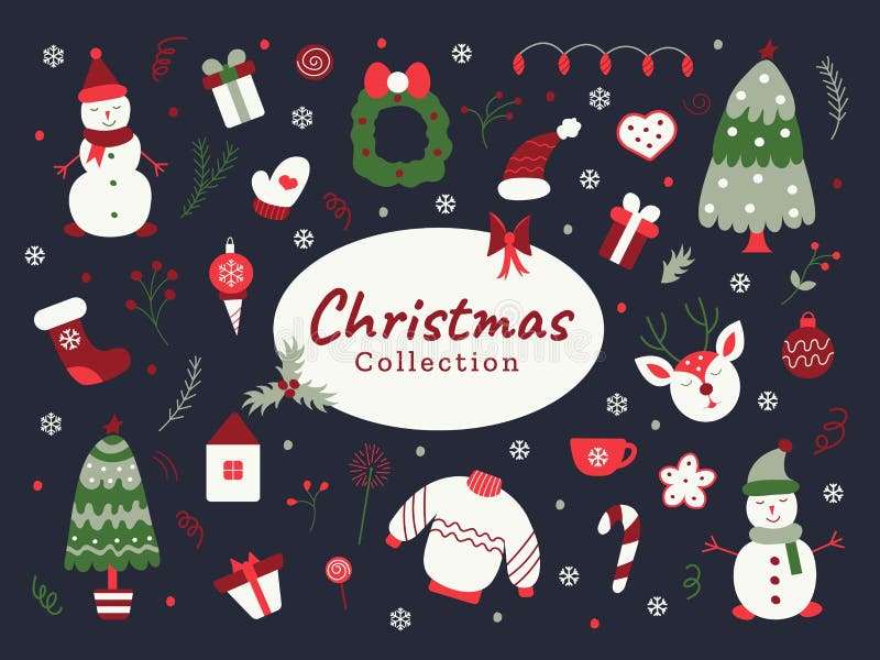 Christmas and New Years Set. Elements for Creating a Festive Design ...