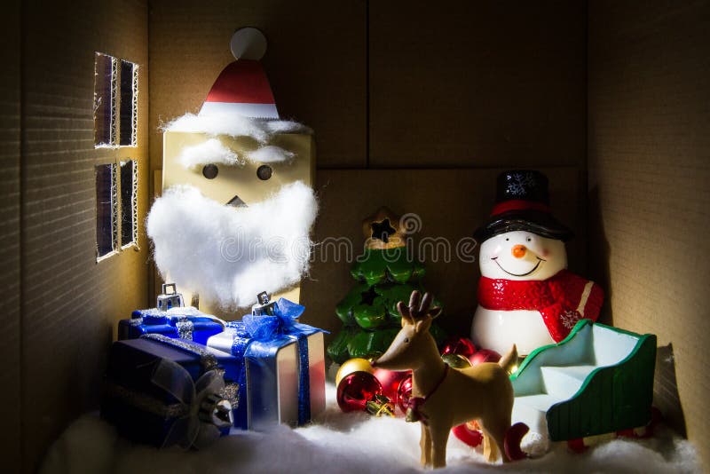 Christmas Night of a Toy in the Box. Stock Image - Image of lights ...