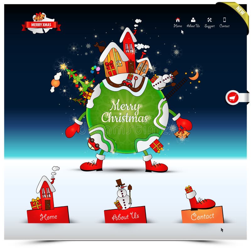 Christmas Night Website Template Stock Vector - Illustration of ...