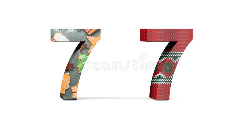Christmas Number 7 - Three Dimensional 7 Number with Textures with ...