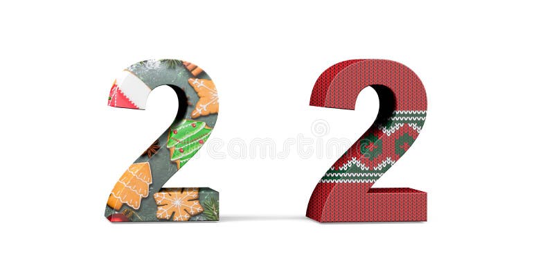 Christmas Number 2 - Three Dimensional 2 Number with Textures with ...