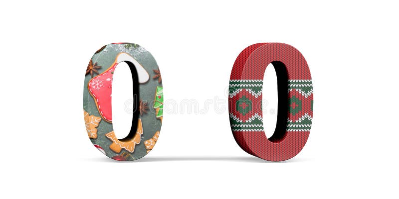 Christmas Number 0 - Three Dimensional 0 Number with Textures with ...