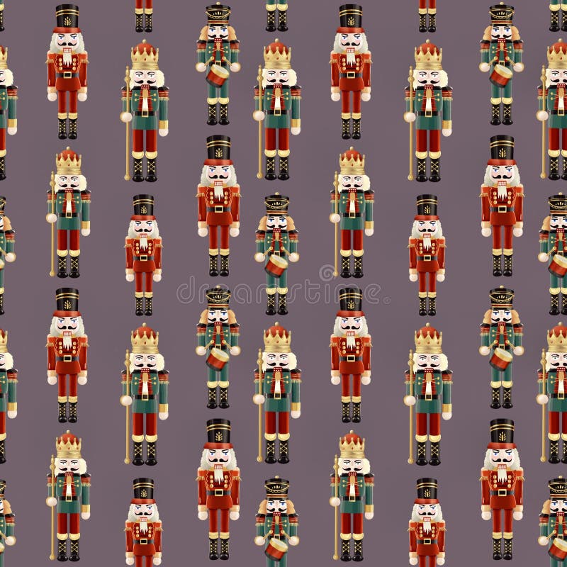 Christmas Nutcracker Seamless Digital Pattern Stock Illustration ...