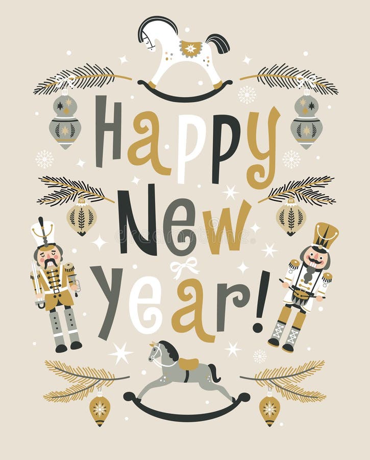 Happy New Year Nutcrackers Vector Illustration on Light Background ... Happy New Year Nutcrackers Vector Illustration on Light Background ...