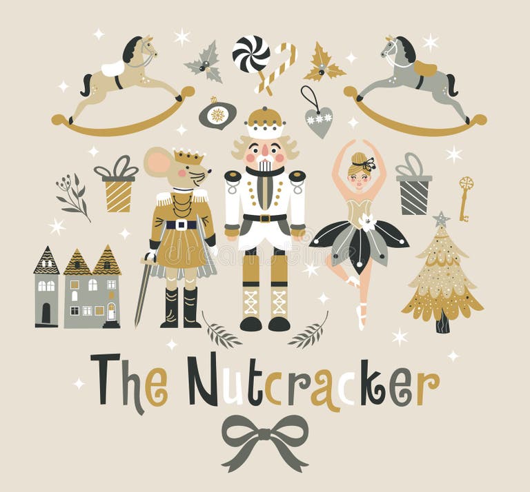 Christmas Nutcrackers Vector Illustration on Light Background. Postcard ...