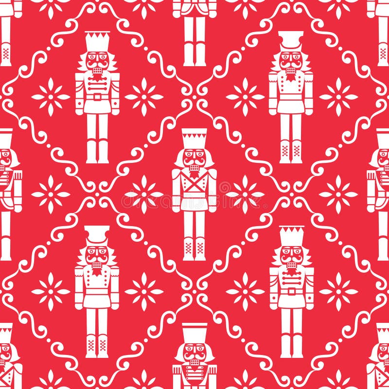 Christmas Nutcrackers Vector Seamless Pattern - Xmas Soldier Figurine ...