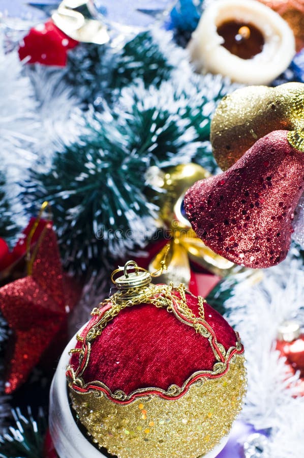 Christmas Objects in a Gift Box Stock Image - Image of blue ...