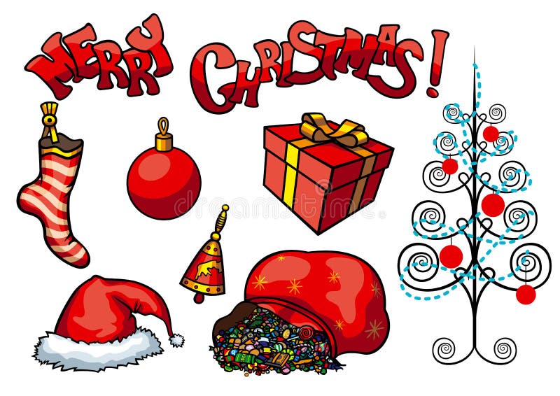 Christmas objects set stock vector. Illustration of gift - 36037777