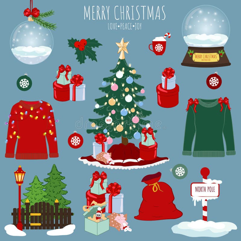Christmas Objects Set Vector Illustration for Design Stock Vector ...