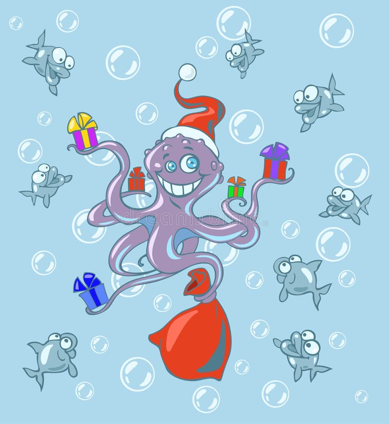 Christmas octopus stock vector. Illustration of merrymaking - 17316356