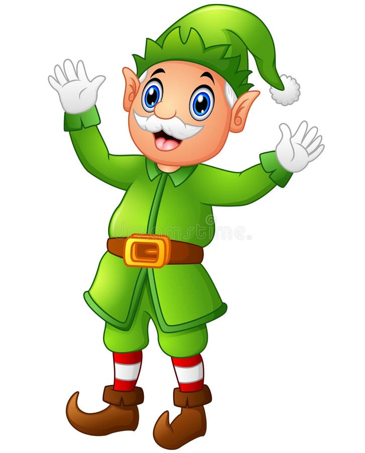Christmas Old Elf Waving Hands Stock Vector - Illustration of helper ...