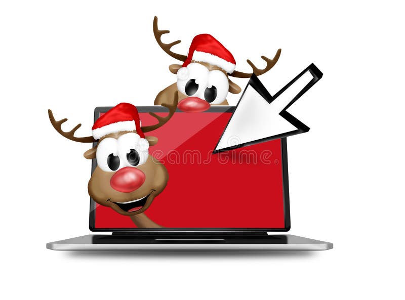 Christmas Online Computer Reindeer Stock Illustration - Illustration of ...