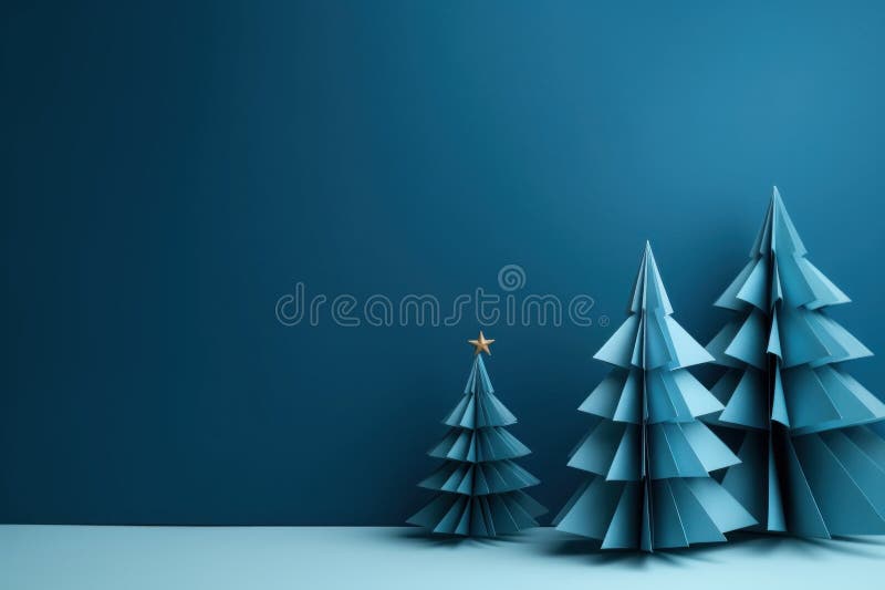 Christmas Origami Paper Blue. Stock Illustration - Illustration of ...