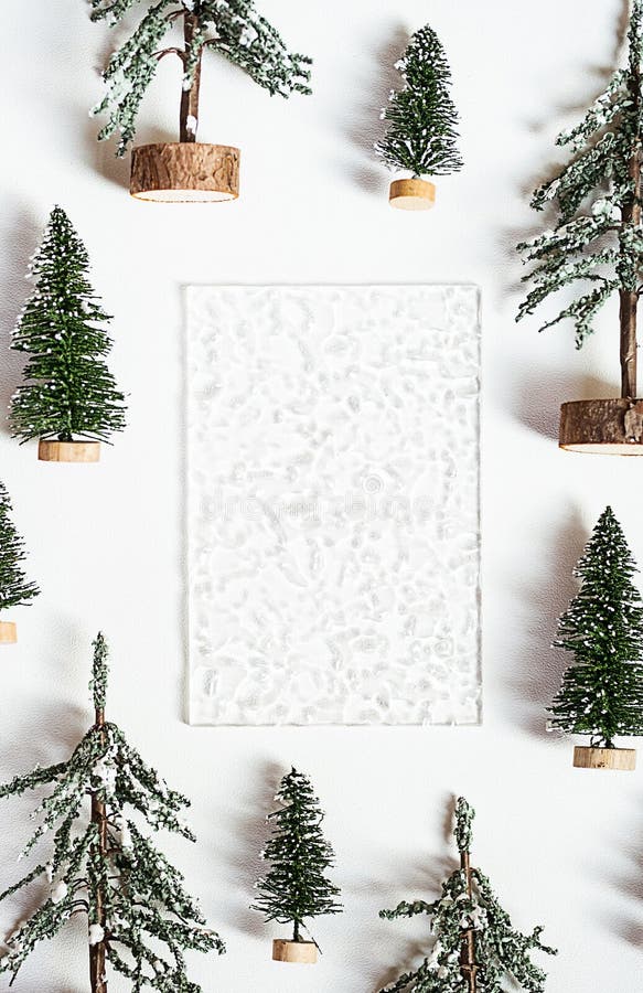 Christmas Ornament. Frame from Mini Artificial Xmas Trees Stock Photo ...