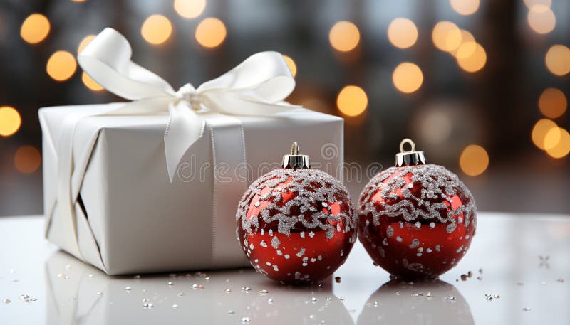 Christmas Ornament Glowing in a Vibrant Gold Box Generated by AI Stock ...