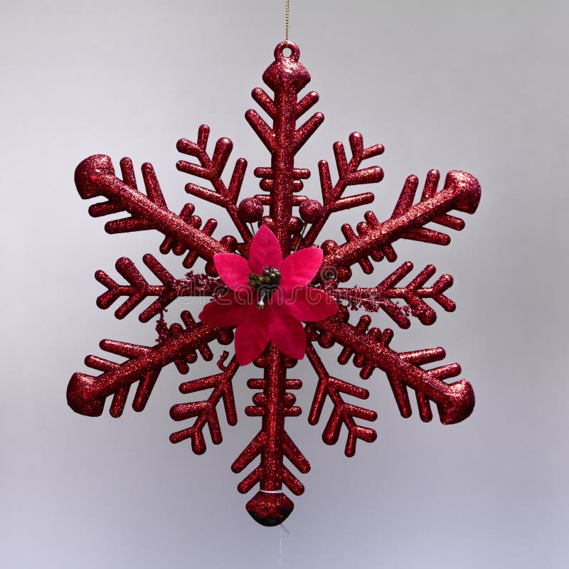 Christmas Ornament Hanging Red Ice Star with Glitter Stock Photo ...