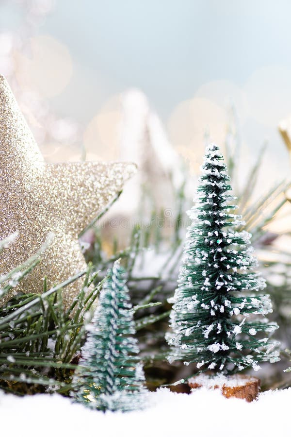 Christmas Ornament with String Lights on Blue Background Stock Photo ...