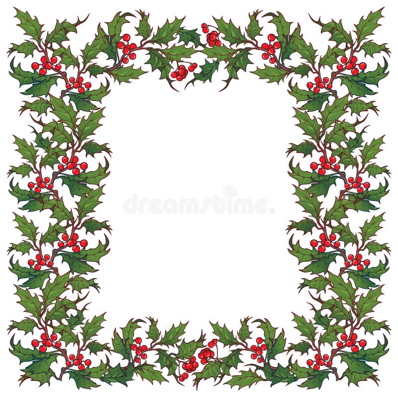 Frame with holly stock vector. Illustration of holiday - 10670754