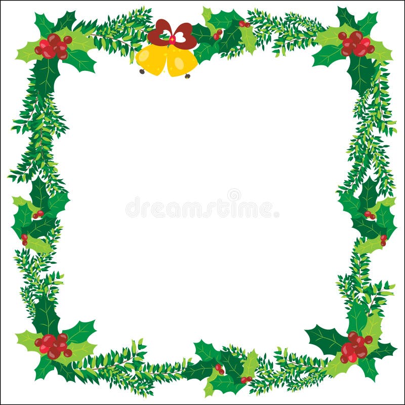 Christmas Ornaments Bells Vector Frame Green Stock Illustration ...